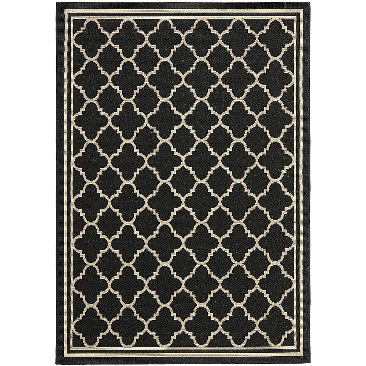SAFAVIEH Courtyard Collection Accent Rug - 4' x 5'7", Black & Beige, Trellis Design, Non-Shedding & Easy Care, Indoor/Outdoor & Washable-Ideal for Patio, Backyard, Mudroom (CY6918-226)