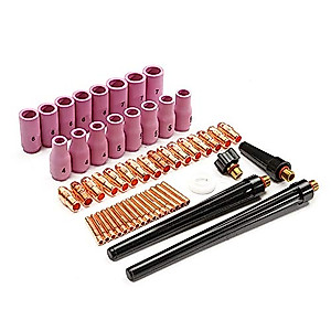 Alffun 53pcs TIG Collets Bodies Alumina Cup Assorted Size Fit SR WP 9 20 25 TIG Welding Torch
