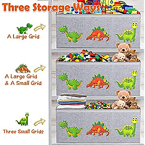 ASKIZ Toy Chest Box for Kids Extra Large,Collapsible Dinosaur Sturdy Storage Bins with Lids,Toy Box Storage Organizer Baskets for Boys Girls,Nursery, Playroom,Closet,40.6"×16.5"×14.2" (Grey)