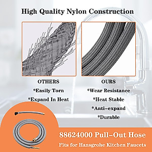 88624000 Pull-out Hose Replacement for Hansgrohe Kitchen Faucets with Brass Connectors, Pull Down Faucet Spray Hose Parts, 59-Inch + 10.5-Inch