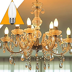 Jacqings E26 LED Candelabra,4W Vintage 40 Watt Equivalent Edison Style, C32 Frosted Glass Flame Shape,2700K Warm Soft White 400LM,Dimmable LED Candle Bulbs Ceiling Fan Bulb (10)