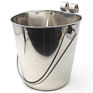 800108 4 Quart Stainless Steel Flat Sided Hook Pail Bonka Bird Toys Stainless Steel