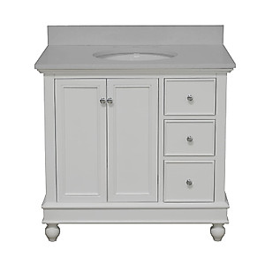 Bella 36-inch Bathroom Vanity (Quartz/White): Includes White Cabinet with Stunning Quartz Countertop and White Ceramic Sink