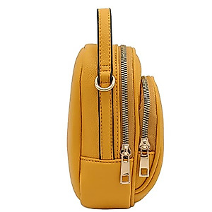 FashionPuzzle Two Compartment Phone Crossbody Mini Bag (Mustard)