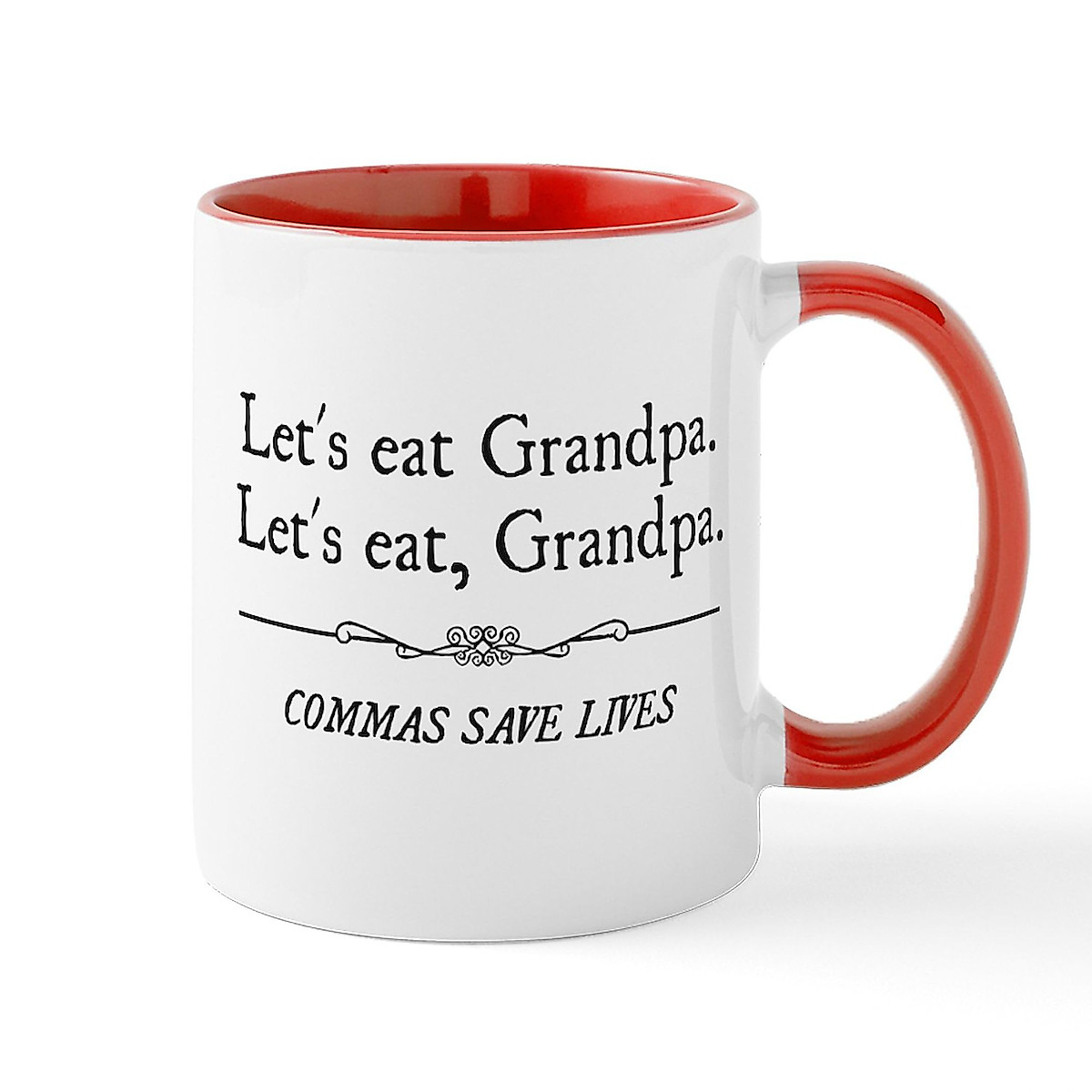 CafePress Let's Eat Grandpa Commas Save Lives Mugs Ceramic Coffee Mug, Tea Cup 11 oz
