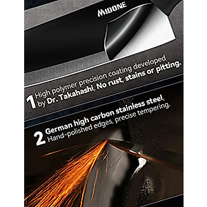 MIDONE Knife Set, 17 Pieces German Stainless Steel Kitchen Knife Set, Include Kitchen Accessories, Black