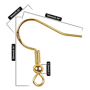 14K Gold Earring Hooks 50 PCS - Earring Hooks for Jewelry Making - Hypoallergenic Earring Hooks, Ear Wires Fish Hooks, Earring Findings, Earring Hardware, Earring Making Supplies for DIY Earrings