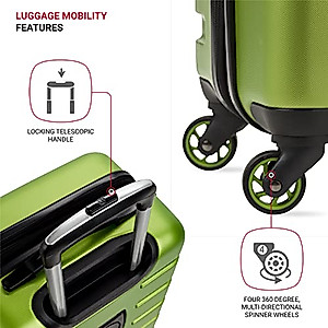 SwissGear 7366 Hardside Expandable Luggage with Spinner Wheels, Green, 3-Piece Set (19/23/27)