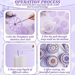 12 Pcs Soap Kaleidoscope Pull Through Mold Big Silicone Tube Column Mold Soap Embed Molds Soap Making Supplies with 10 Flower Templates Swirl Tool 11.8'' Stick for DIY Soap Candle Cake Making Supplies