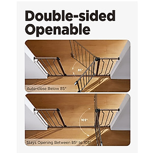 Ciays Baby Gate, 29.5” to 45.3” Dog Gate for Stairs Doorways and House, Auto-Close Safety Metal Child Gate for Babys Dogs with Alarm, Pressure Mounted, Brown