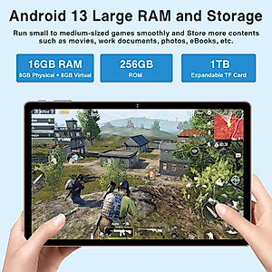 2024 Newest 11 inch Tablet Android 13 Tablets 16GB RAM 256GB ROM 1TB Expand, 2K 2000 x 1200 Display, Octa-Core, Triple Camera, 8600mAh, Quad Speakers, 5G/2.4G WiFi, GPS,Bluetooth,with Case -Rose Gold