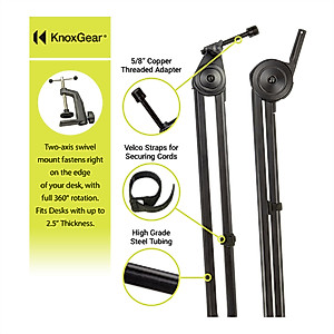 Knox Gear Professional Microphone Studio Stand for Yeti and Snowball Microphones (Compatible with all Microphones and Shock Mounts)