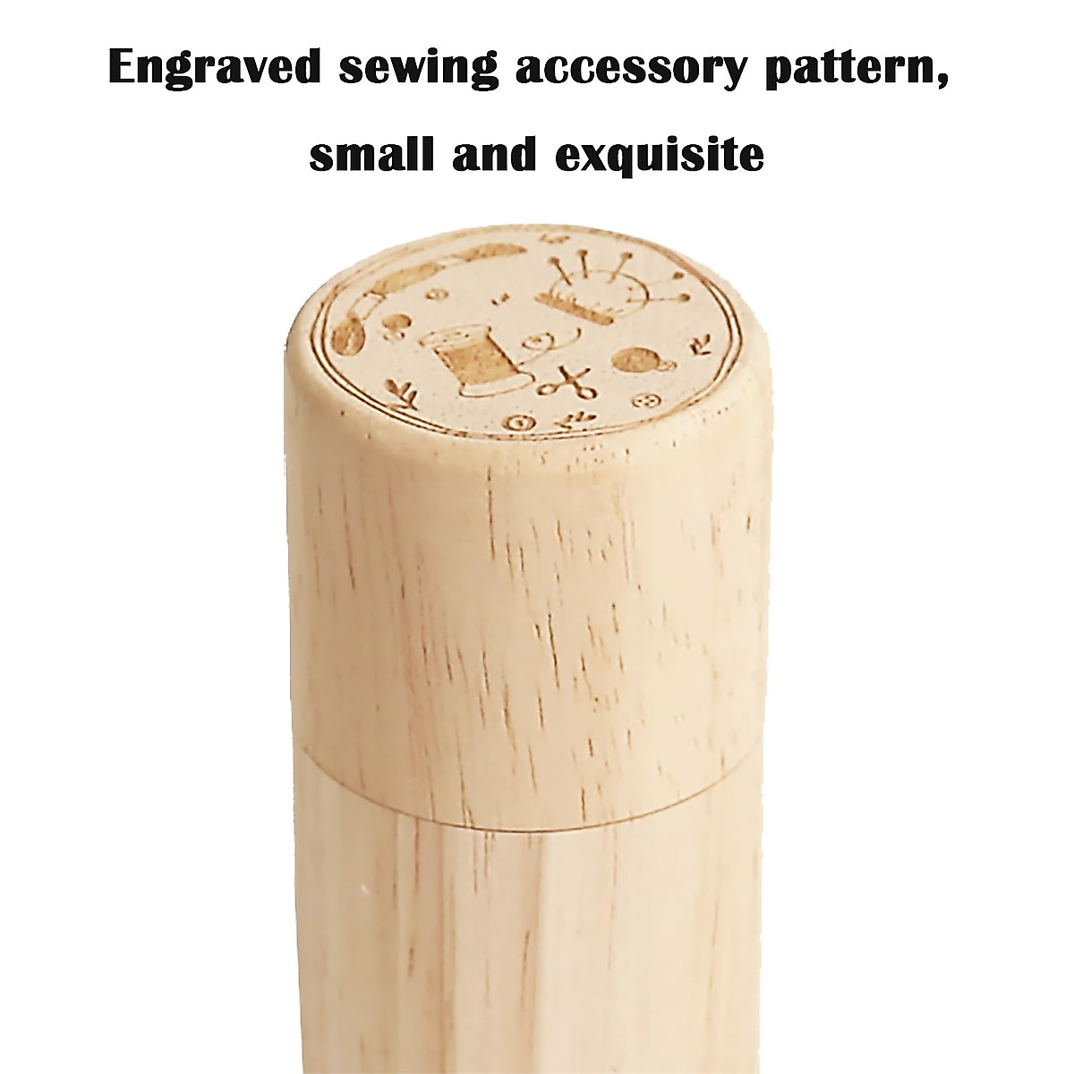 SURVART Wooden Storage Box Portable Sewing Needle Case with 12 Needles – Perfect for Sewing Essentials, Travel-Friendly Organizer, and Craft Supplies