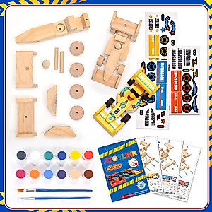 Atoylink DIY Wooden Cars Crafts for Kids Easy Assemble & Paint Your Own Race Cars 3 Pack Model Car Kits Woodworking Arts and Crafts for Boys Girls Gifts