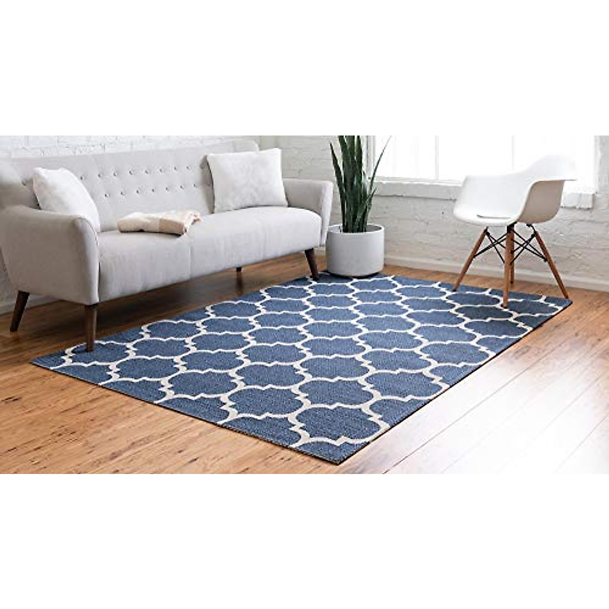 Rugs.com Georgia Collection Rug – 7' x 10' Navy Blue Flatweave Rug Perfect for Living Rooms, Large Dining Rooms, Open Floorplans