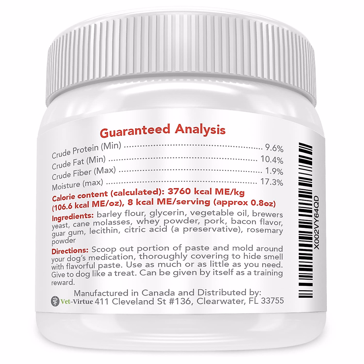 VET-VIRTUE Pill Masking Paste for Dogs, Bacon Flavor - Perfect Pet Medicine Treats to Hide Pills, Medication & Capsules, with Natural Ingredients & Packed with Flavor Dogs Love