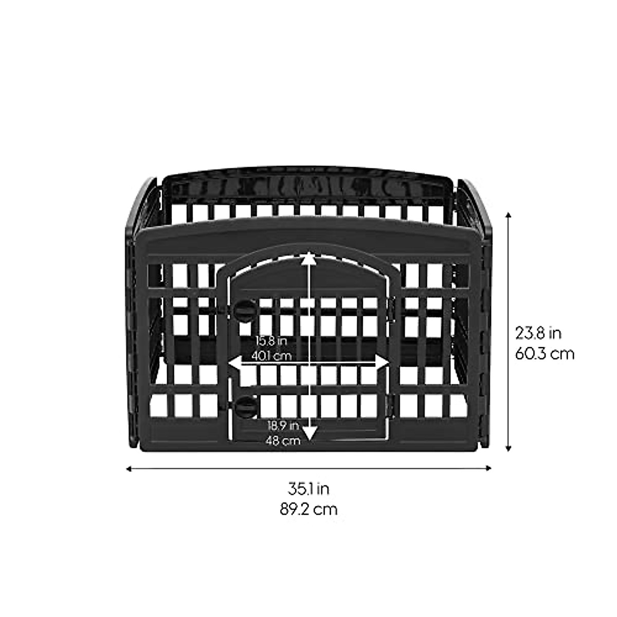 IRIS USA Dog Playpen, 4-Panel 24" Pet Playpen with Door, Puppy Playpen, Indoor/Outdoor Dog Pen, 35 x 35 x 24, Foldable, Customizable, Black