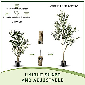 LYERSE Olive Tree 4ft(48") Fake Potted Olive Tree with Planter, Large Faux Olive Branches and Fruits Artificial Tree for Home Office Decor Indoor