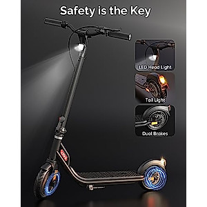 Atomi Electric Scooter E20, 500W Motor Electric Scooter with 19 Miles Long Range, 15.6 Mph Speed, Portable Folding Commuting Scooter for Adults with Double Braking System and Smart App