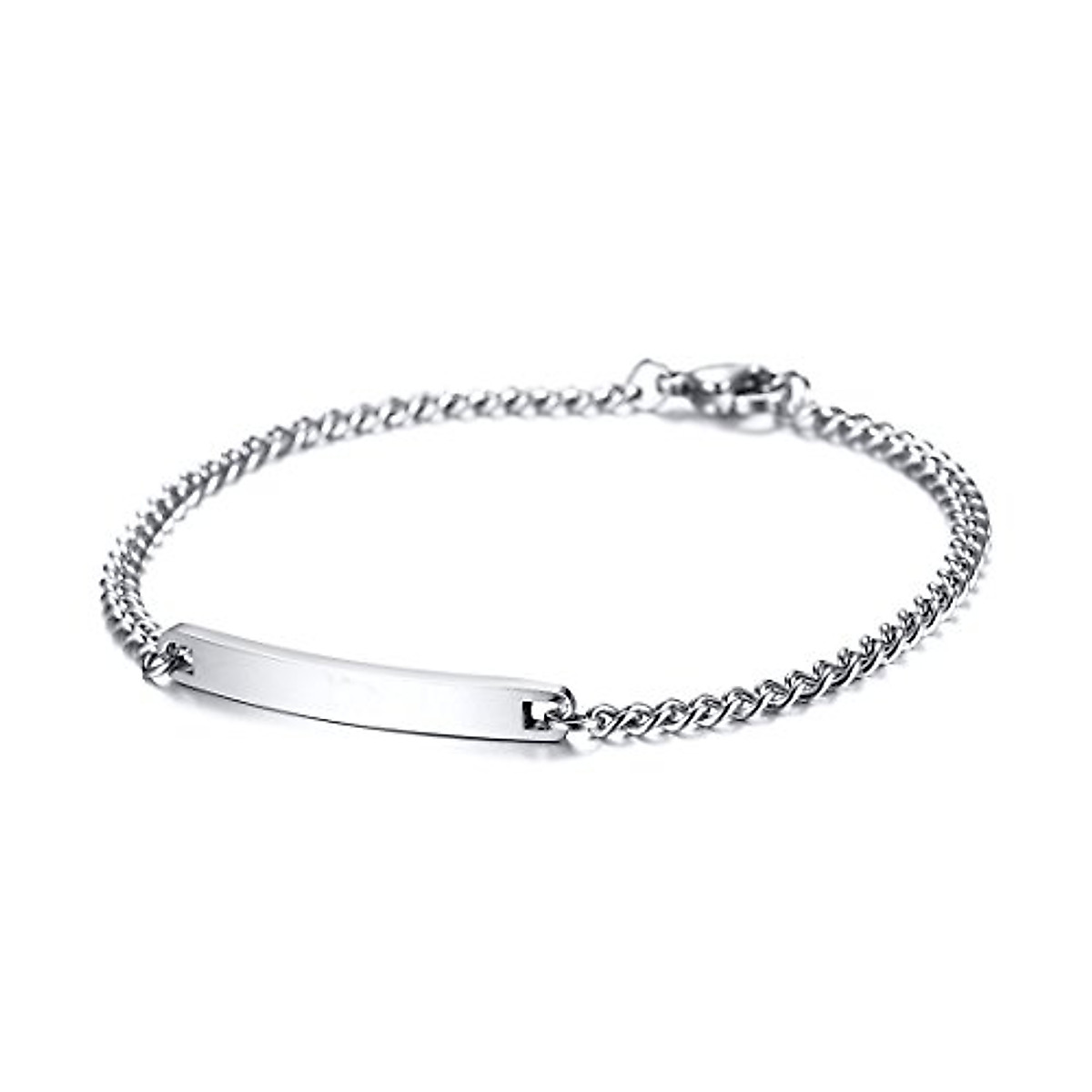 HUANIAN Personalized Custom Engraving Plain Stainless Steel ID Bracelets, Name Plate Identity Bracelet