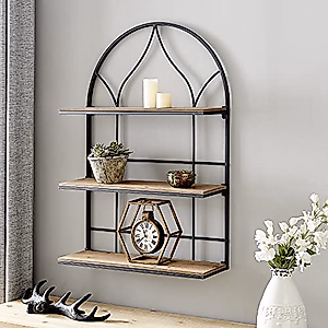 FirsTime & Co. Natural Edgewood Arch Wall Shelf, Wall Mounted Floating Shelf for Bedroom, Kitchen, Living Room, Bathroom, Home Office, Wood, 23.5 x 6.25 x 34 inches