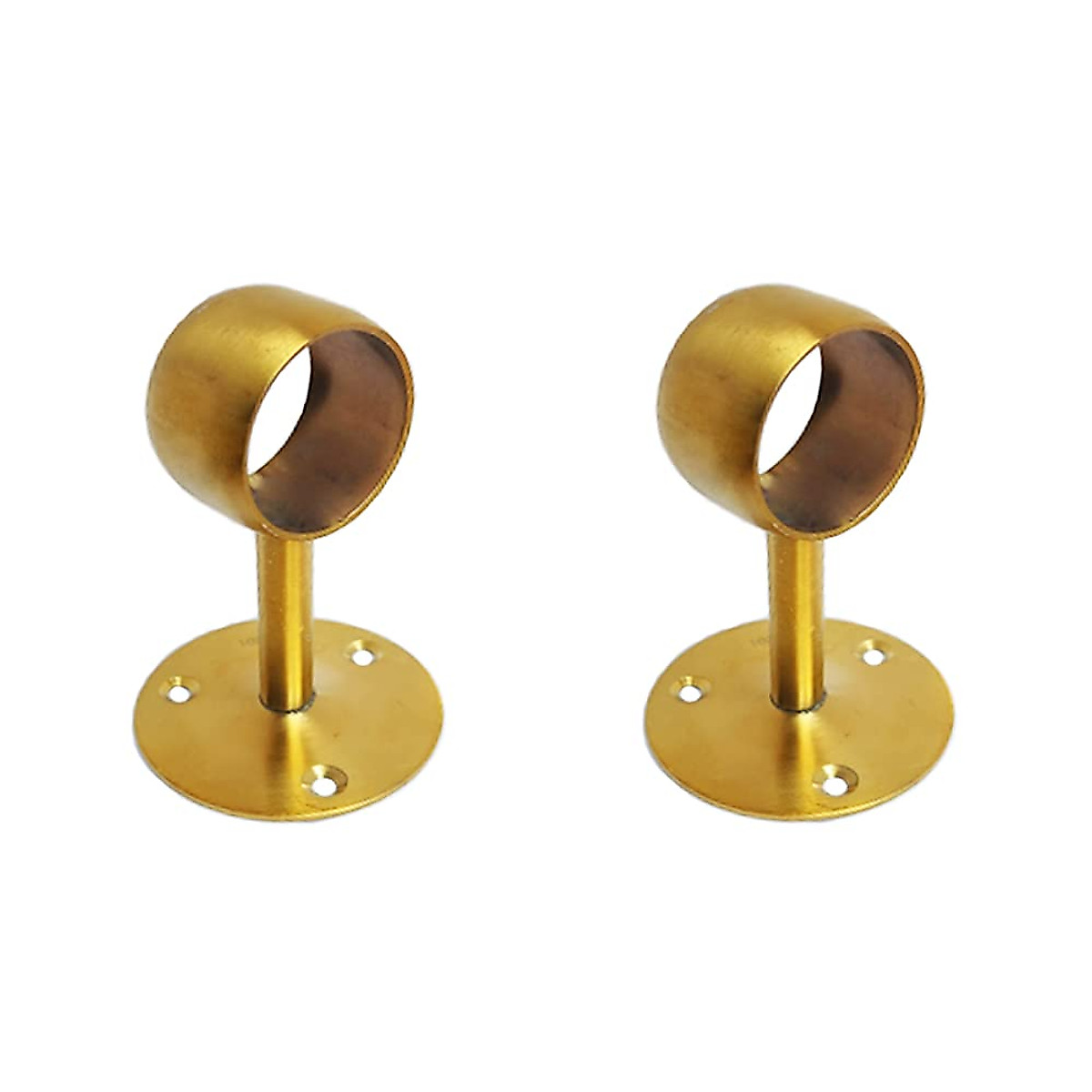 NELXULAS Golden Brushed Stainless Steel Heavy Duty Closet Rod,Curtain Rod End Supports Socket, Flange Rod Holder Closet Pole with Matching Screws (1-1/2 INCH)