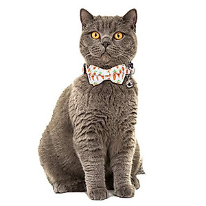 Lamphyface 2 Pack Easter Cat Collar with Cute Bow Tie and Bell Breakaway Adjustable Safety