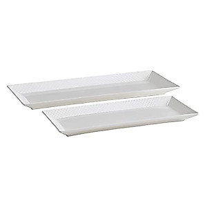 Mikasa Trellis Chip Resistant Set of 2 Platter Serving Tray, 12 and 15 inch, White