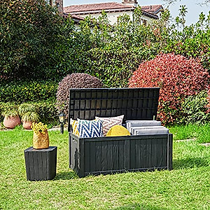 YITAHOME 120 Gallon Outdoor Storage Deck Box, Large Resin Patio Storage for Outdoor Pillows, Garden Tools and Pool-Supplies, Waterproof, Lockable (Black)