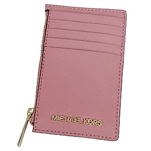 Michael Kors Jet Set Travel Medium Top Zip Card Case Wallet Coin Pouch Rose Pink