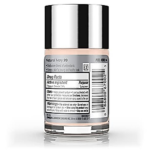 Neutrogena Healthy Skin Liquid Makeup Foundation, Broad Spectrum SPF 20 Sunscreen, Lightweight & Flawless Coverage Foundation with Antioxidant Vitamin E & Feverfew, Natural Ivory, 1 fl. oz