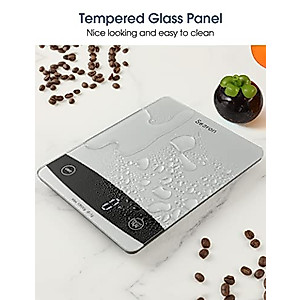 Searon Food Kitchen Scale Digital - Ounces and Grams Ml Lb,10Kg/22Lb Capacity for Weight Loss, Baking, Cooking, Keto and Meal Prep, Tempered Glass Panel - 7.9 X 6.3 X 0.6 Inches