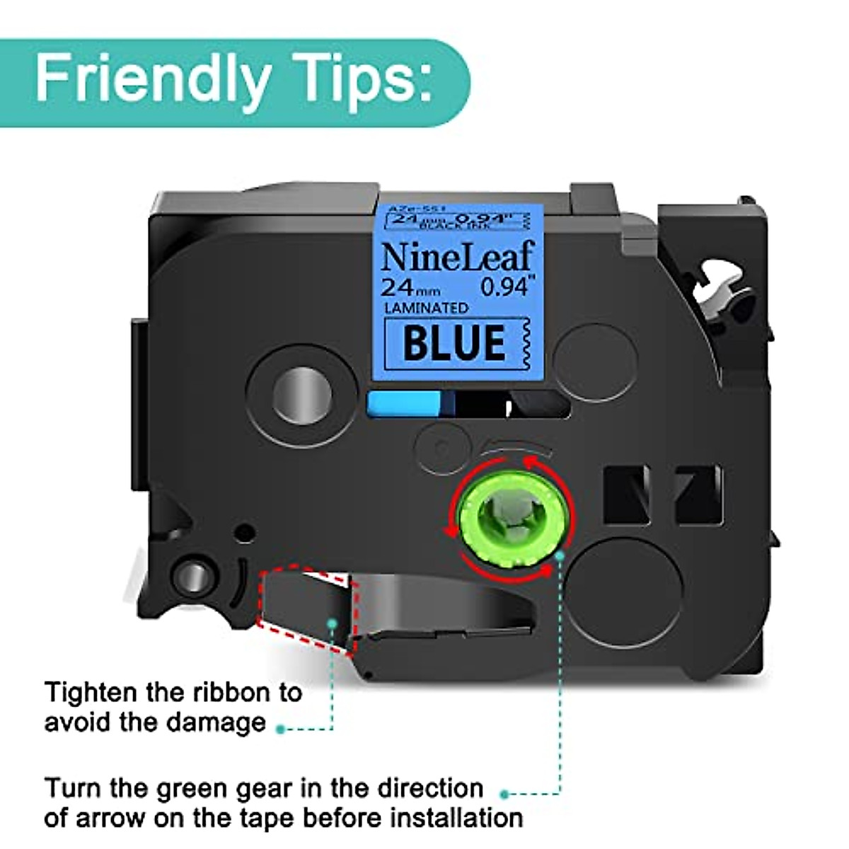 NineLeaf 3 Pack Compatible Label Tape Replacement for Brother TZe551 TZe-551 TZ-551 TZ551 Black on Blue Laminated Tapes 24mm 1'' x 26.2 ft Work with P-Touch PT-D600 PT-P710BT 2730 E500 Label Maker