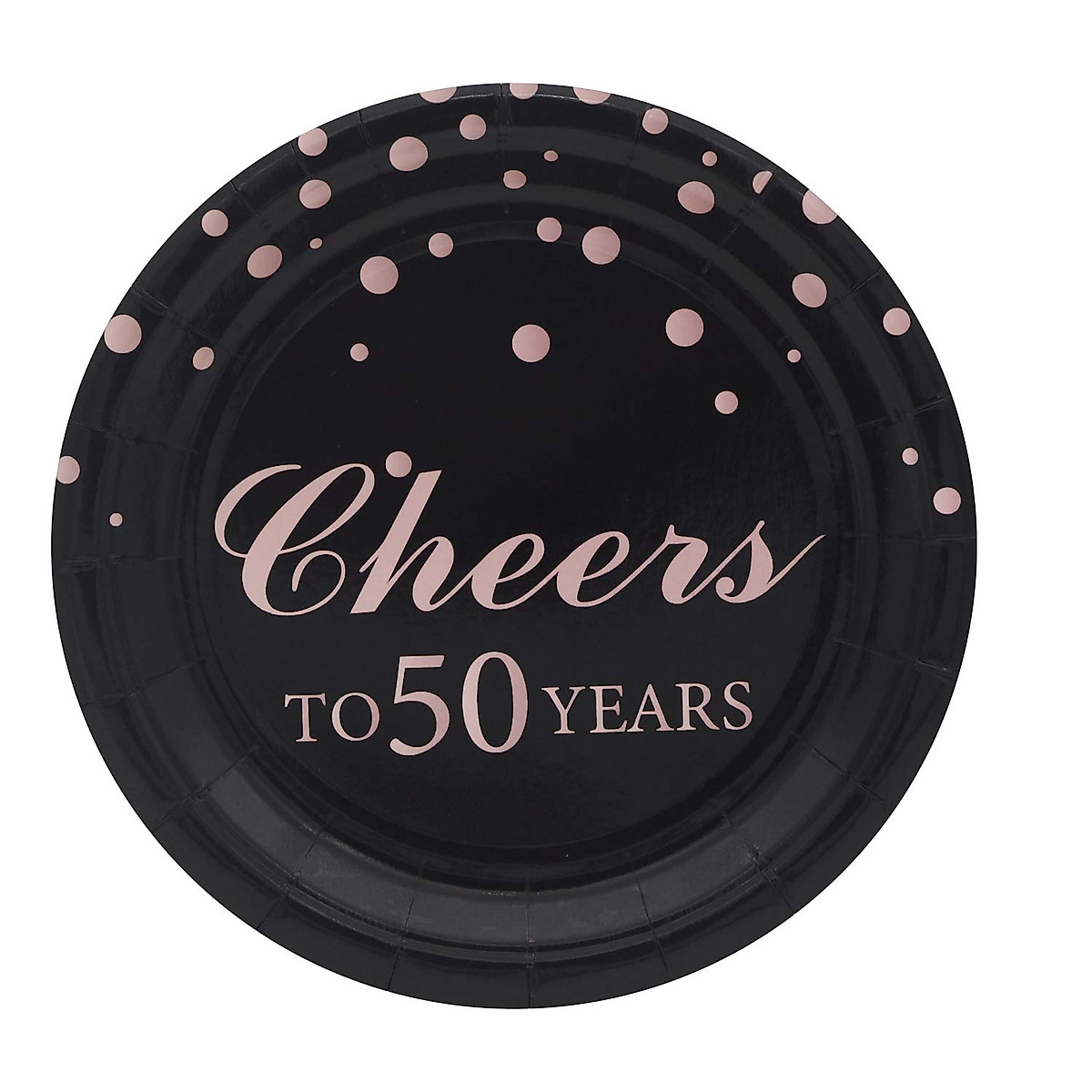 Pandecor Rose Gold 50th Birthday Party Supplies 50PCS Disposable Paper Plates 7 Inch Dessert Plates for 50 Years Anniversary Party