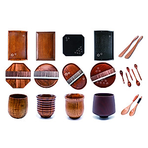 Islandoffer Japanese-style Acacia Small Wooden Bowl Ingredient Bowl Salad Dressing Bowl Miso Soup Bowl Decorative Bowl 3.9X3.1in(1pc)