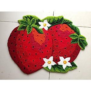 Newrara Strawberries Modern Shag Area Rugs Strawberries Mat Living Room Carpet Bedroom Rug for Children Play Solid Home Decorator Floor Rug and Carpets