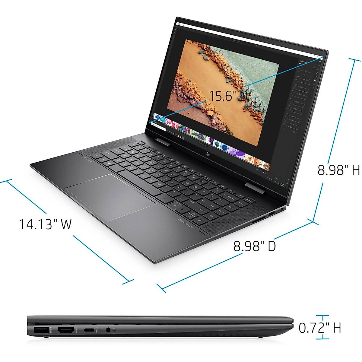 HP 2021 Newest Envy x360 2-in-1 Laptop, 15.6" Full HD Touchscreen, AMD Ryzen 5 5500U 6-Core Processor, 32GB DDR4 RAM, 512GB PCIe NVMe M.2 SSD, Backlit Keyboard, Webcam, Wi-Fi 6, HDMI, Windows 11 Home