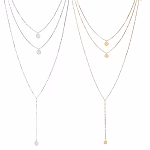 Fdesigner Fashion Layered Long Necklace Coin Pendant Necklaces Chain Charm Necklace Jewelry for Women(Silver)