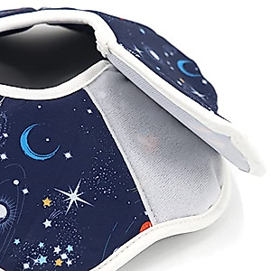QIYADIN Soft Cat Recovery Cone, Durable Dog Collar After Surgery, Waterproof Pet Elizabethan Collar Protective Wound Healing for Cats and Puppies (Medium/Planet Pattern)