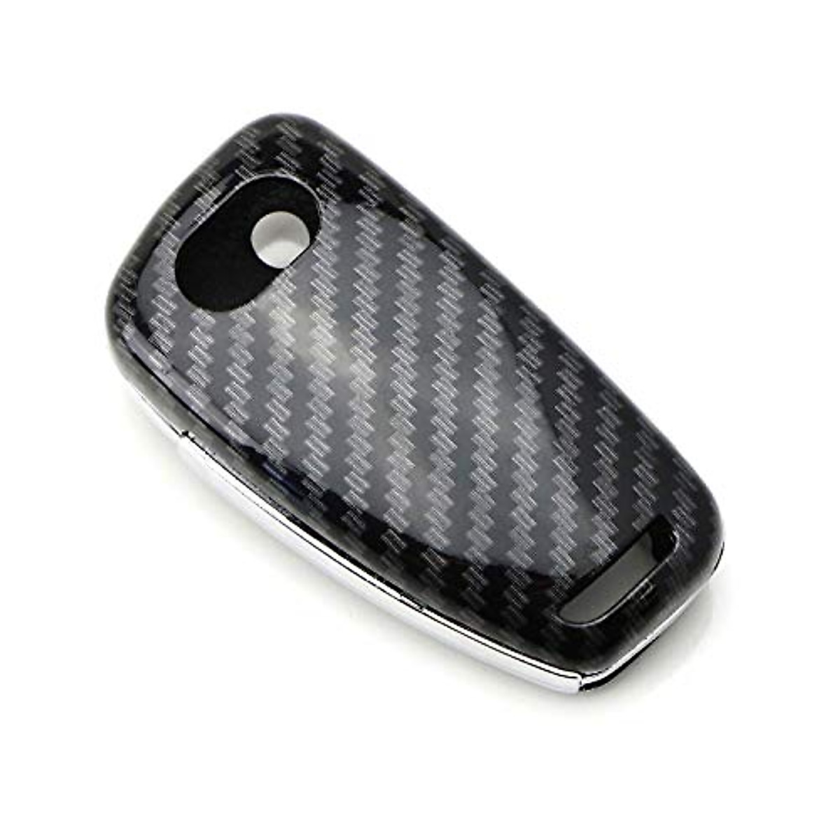 iJDMTOY Exact Fit Black Glossy Carbon Fiber Finish Key Fob Shell Compatible with Audi A3 S3 A4 S4 A6 Q5 Q7 TT R8 Flip Blade Key