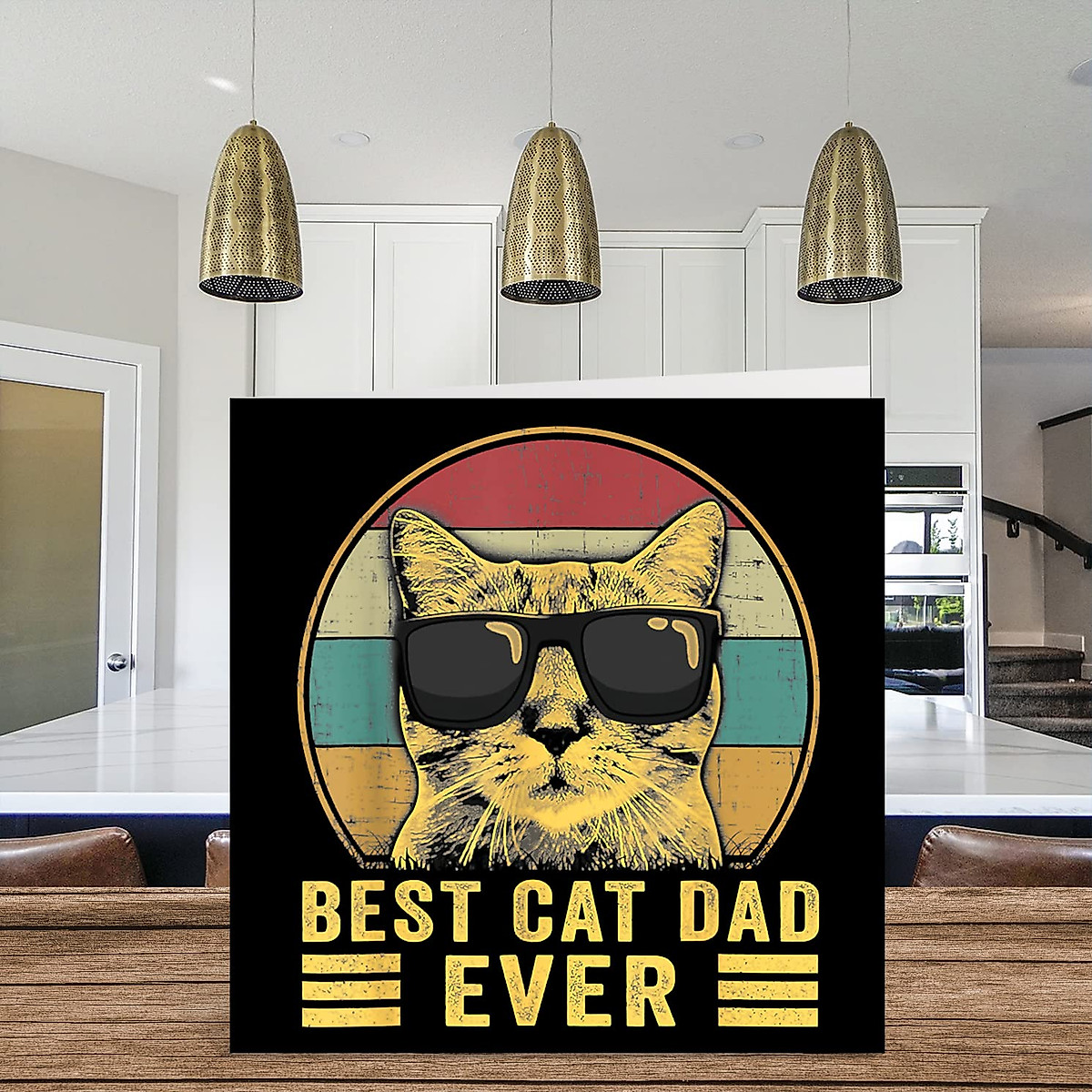 Birthday Cards for Dad from the Cat - Best Cat Dad Ever - Cat Fathers Day Card from Cat for Dad, Funny Cat Dad Papa Pops Gifts, 5.7 x 5.7 Inch Joke Happy Birthday Greeting Cards Gift for Daddy Papa