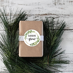 Watch Me Grow Stickers, Greenery Wedding Favor Stickers, Baby Shower Stickers, Favors, Decorations, 2 Inch, Pack of 50