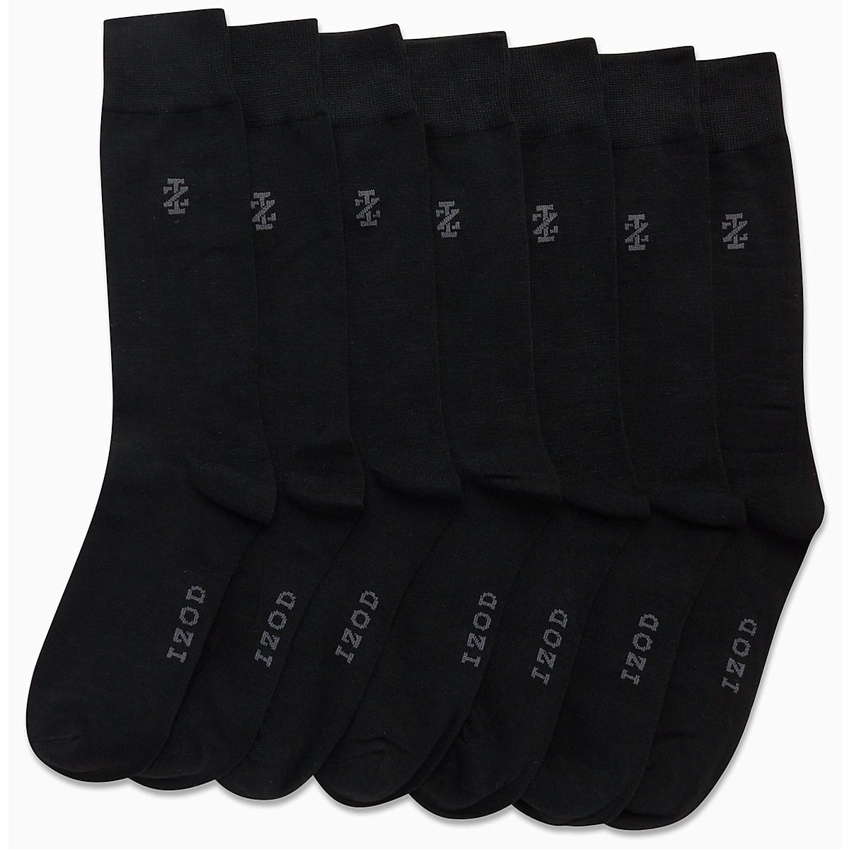 IZOD Men's Dress Socks - Lightweight Mid-Calf Crew Dress Socks (7 Pack), Size 6-12.5, Black