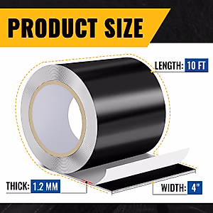 VIVIDA Waterproof Patch and Seal Tape, 4" × 10' Waterproof Tape for Outdoor Use, Patch and Seal Tape Waterproof Tape for Leaks, Underwater Repair, Black, 1 Roll