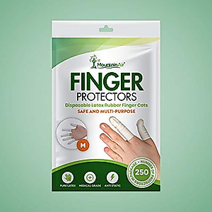 MountainAir – 250 Pcs Finger Cots - Disposable Finger Protectors - Rubber Finger Covers for Finger Tips - Electronic Repairs and More – Fingertips Protective Gloves Disposable Guards - Medium