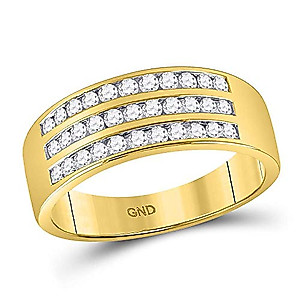 Solid 10k Yellow Gold His and Hers Princess Cut Diamond Cluster Matching Couple Three Rings Bridal Engagement Ring Wedding Bands Set 1.62 Ct. - (L = 6.5, M = 9)