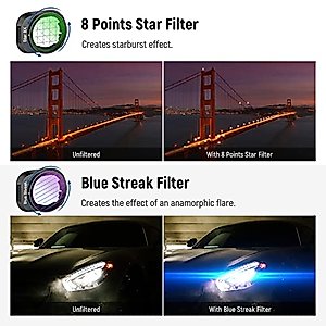 NEEWER Effects Filters and ND Filters Compatible with DJI Mini 3/Mini 3 Pro, 12 in 1 Includes ND8/16/32/64/128/256/ND1000/UV/CPL/Blue Streak Anamorphic/Light Pollution Reduction/Star Filters