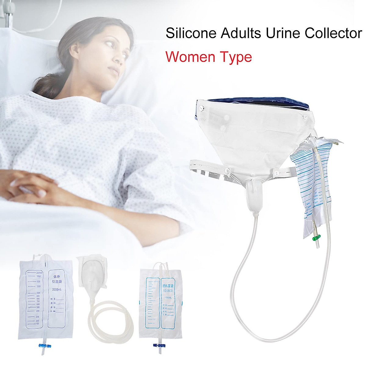 Silicone Urine Collector,Portable External Urine Tube Bags for Adults,Bladder Control Devices for Avoid Leaking Urine,Urinary Incontinence Solution(Women)