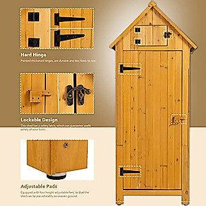 Garden Storage Shed Kit,Multifunction Garden Tool Storage Cabinet - Lockable Wooden Storage Sheds Organizer Perfect to Store Patio Furniture, Garden Tools Bike Accessories Lawn Mower