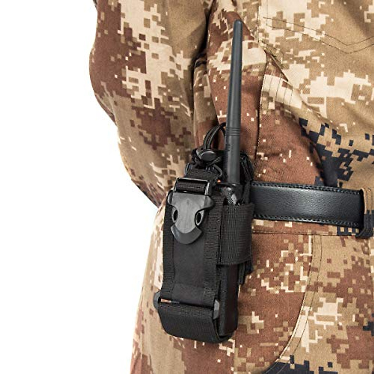 Tactical Radio Holder Radio Case Molle Radio Pouch Military Heavy Duty Radios Holster Bag for Two Ways Walkie Talkie Compatible with Bags/Packs/Duffels by LUITON (Black)